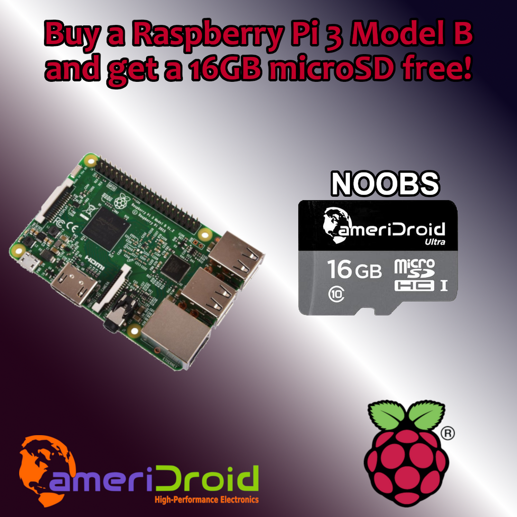 SALE: Raspberry Pi 3 Model B + 16GB NOOBS SanDisk microSD $33.95 ...