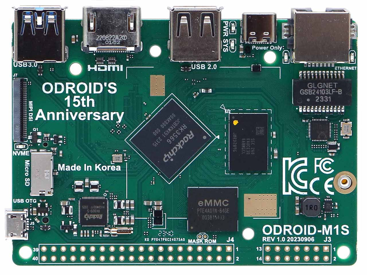 ODROID-M1S (Case, Heatsink, 64GB eMMC, and Power Supply Included) — ameriDroid