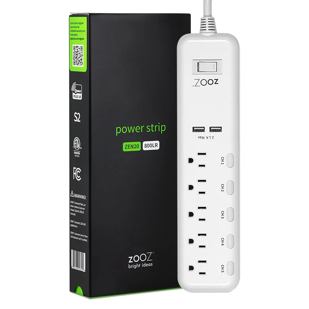 Zooz 800 Series Z-Wave Long Range Power Strip ZEN20 800LR — ameriDroid